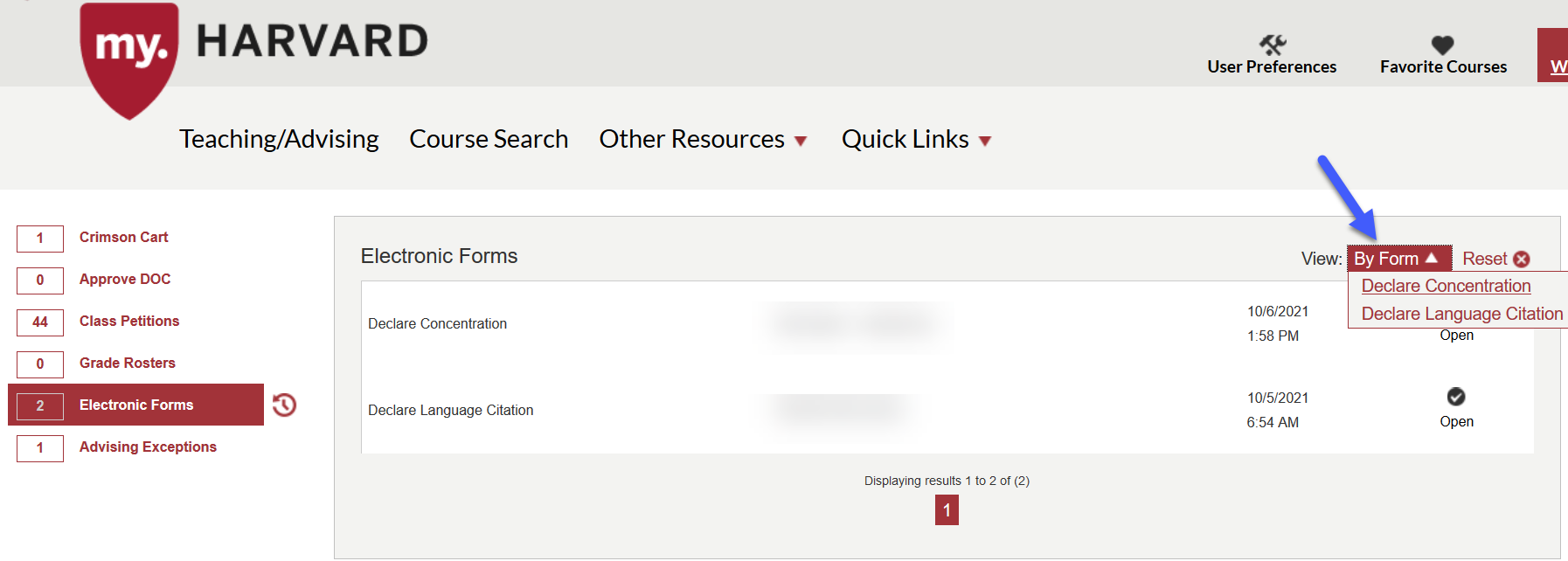 Approving the Declaration of Concentration in my.harvard ( Advisors ...
