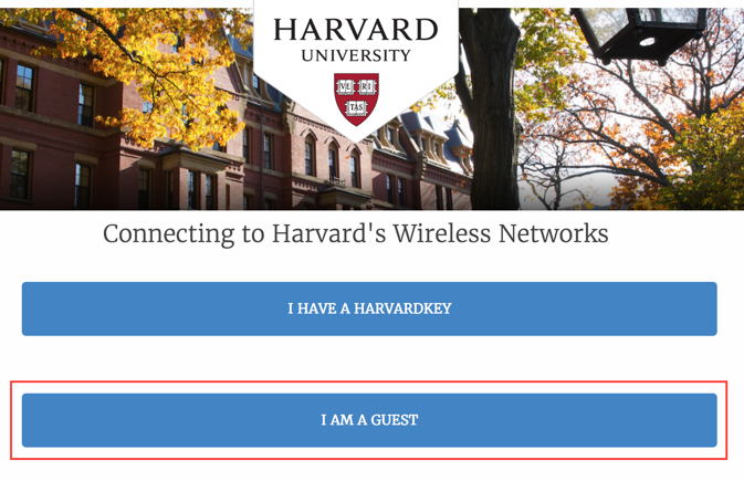Connect to Harvard Wireless as a guest - IT Help
