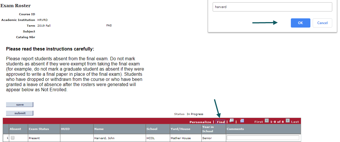 Submitting Student Absences Using the Exam Roster in my.harvard (FAS ...