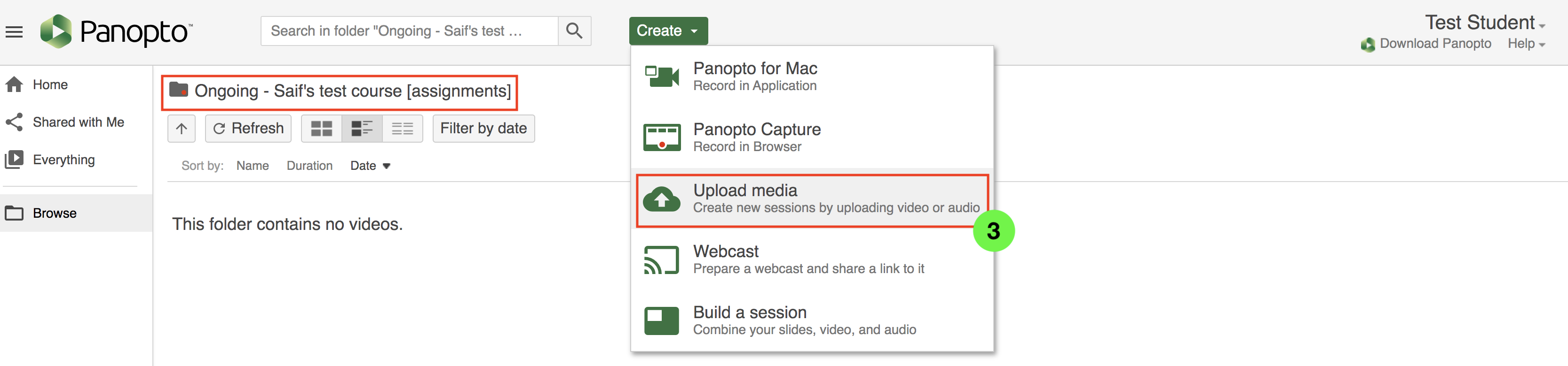 Submit a Panopto video to Canvas as a student - IT Help